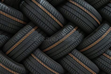 Stack Of Car Tires With Shadow Deep Of View Great For Backgrounds