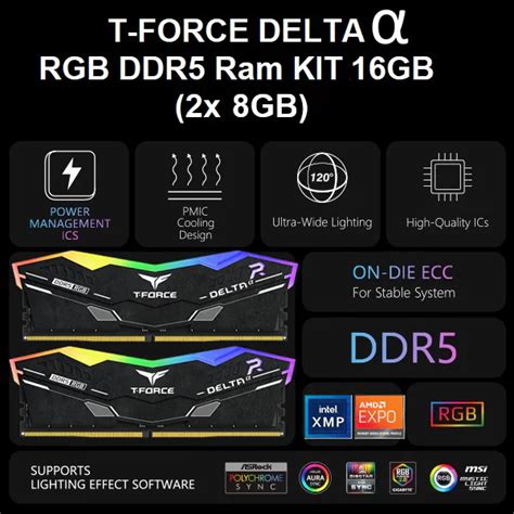 Tforce Delta Rgb Ddr5 Amd Ram Kit 32gb 5600mhz Cl40 12v 30