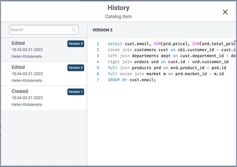 Catalog Versioning Coginiti Support Home