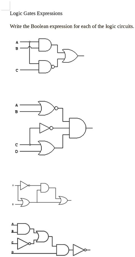 Logic Gates Expressions Write The Boolean Expression For Each Of The