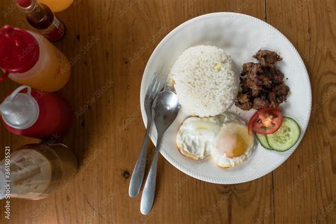 Tosilog Tocilog Filipino Breakfast Composed Of Tocino Cured Meat