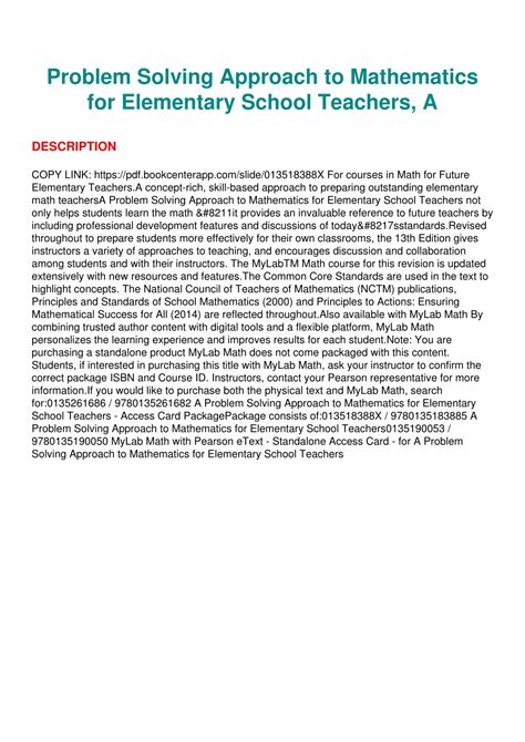 Ppt Pdf Book Problem Solving Approach To Mathematics For Elementary School Teachers