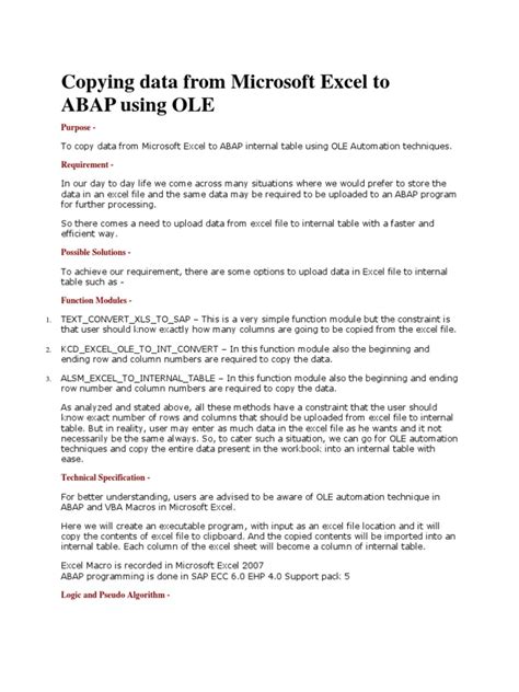 copying data from microsoft excel to abap using ole pdf microsoft