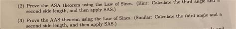 Solved 2 ﻿prove The Asa Theorem Using The Law Of Sines