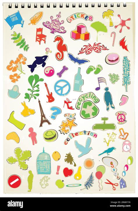 Stickers Collection On Workbook Background Stock Vector Image And Art Alamy