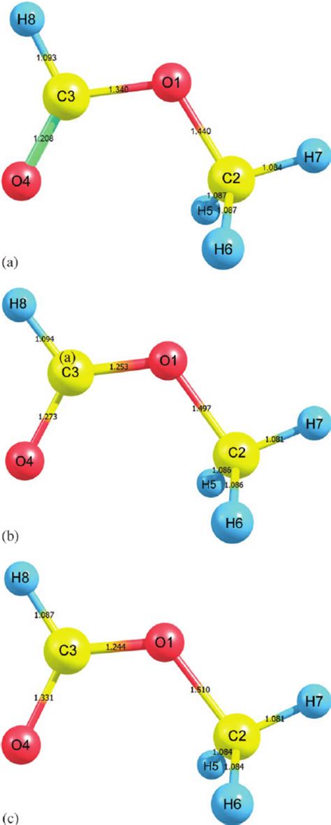 Calculated Structures Of Neutral And Ionised Methyl Formate C 2 H 4 O