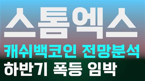 스톰엑스 캐쉬백코인 전망분석 하반기 폭등 임박 Youtube