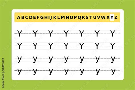 Letter Y Uppercase And Lowercase Tracing Practice Vector Ima