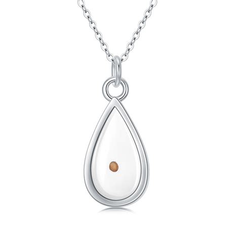 Sterling Silver Tear Mustard Seed Dangle Pendant Necklace Romanticwork