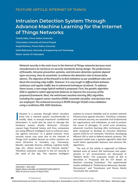 intrusion detection system through advance machine learning for the