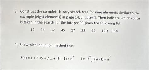 Solved 3 Construct The Complete Binary Search Tree For Nine