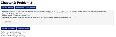 Solved 1 Point Suppose You Have An Lfsr With State Bits