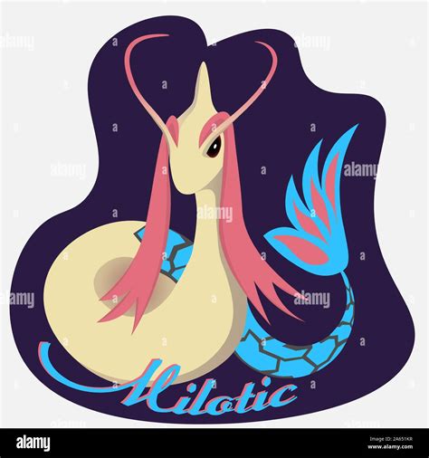 Art Pokemon Go Sea Dragon Milotic Logo On Ultraviolet Background Stock