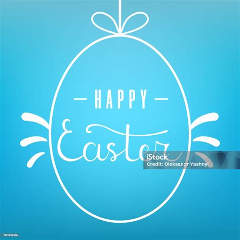 파란색 배경에 레터링 행복 한 부활절 달걀 양식을 매달려의 템플릿 부활절 배너 포스터 전단지 브로셔 엽서 디자인에 대 한 벡터 일러스트 레이 션 웹 4월에 대한 스톡 벡터