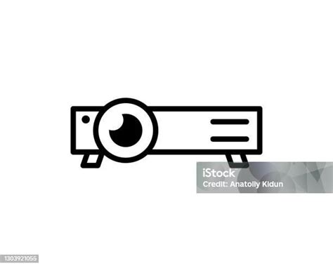 프리젠 테이션 영화 영화 미디어 프로젝터 벡터 일러스트 간단한 현대 라인 아이콘 기호 픽토그램 디자인 0명에 대한 스톡 벡터