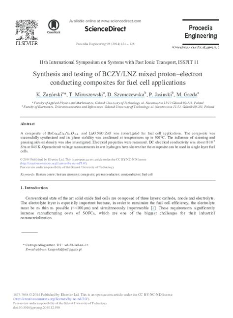 Pdf Synthesis And Testing Of Bczylnz Mixed Protonelectron