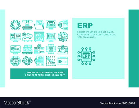 Erp Enterprise Resource Planning Landing Header Vector Image