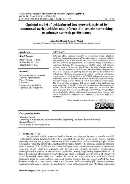 Optimal Model Of Vehicular Ad Hoc Network Assisted By Unmanned Aerial Vehicles And Information