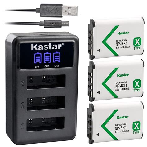Kastar 3 Pack Np Bx1 Battery And Lcd Triple Usb Charger Compatible With