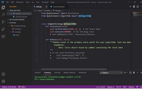 QuantConnect Theme Visual Studio Marketplace
