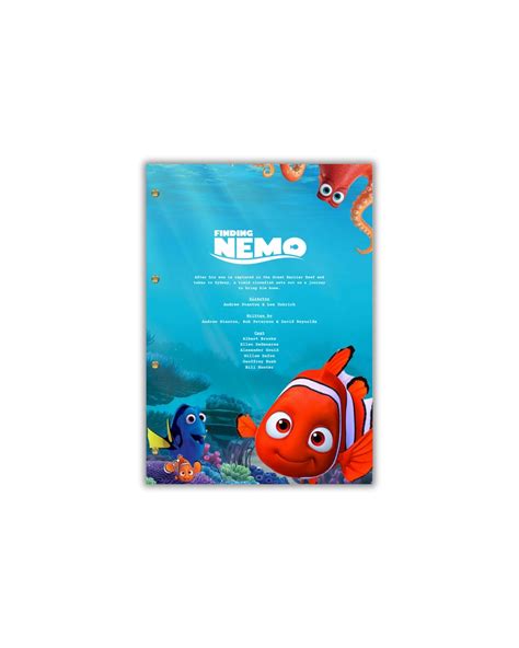 Finding Nemo Pixar Script Screenplay Etsy