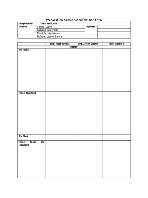 Proposal Revision Form Pdf