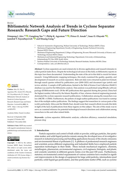 pdf bibliometric network analysis of trends in cyclone separator