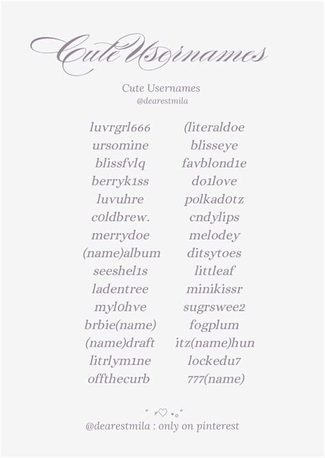 𝑑𝑒𝑎𝑟𝑒𝑠𝑡𝑚𝑖𝑙𝑎 ୨ৎ Cute Usernames For Instagram Usernames For Instagram