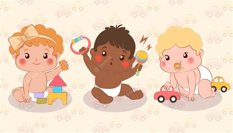 Lindo Bebe Jugando Con Juguetes Vector Premium