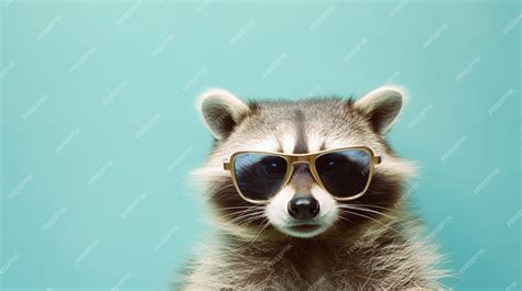 Premium Ai Image Generative Ai Cool Raccoon Stylish Shades On Pastel