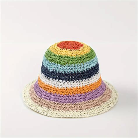 컬러 태양 모자 Boho 중공 크로 셰 뜨개질 밀짚 Cloche 모자 Temu Korea