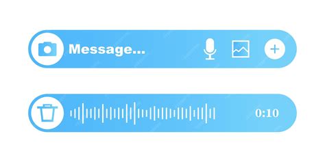 현대 텍스트 및 음성 메시지 Ui 메신저 텍스트 상자 및 오디오 파형 음성 및 채팅 메시지 거품 벡터 디자인 템플릿 모형 템플릿 벡터 Ui 화면 앱 인터페이스 템플릿 Eps