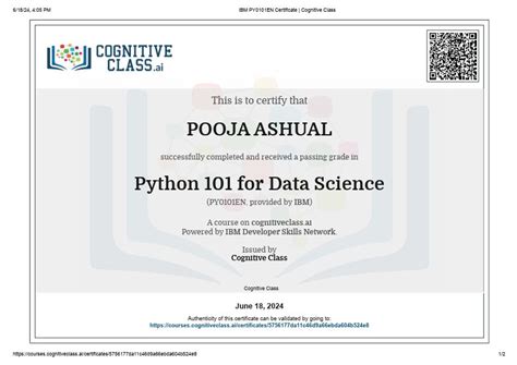 Pooja Ashual On Linkedin Completed A Course In Python For Data Science