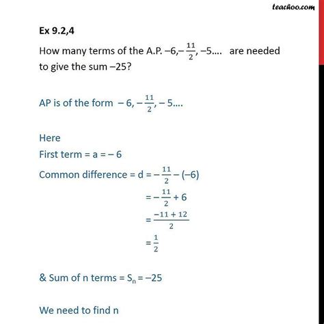 Question 4 How Many Terms Of AP 6 11 2 5 Are Needed