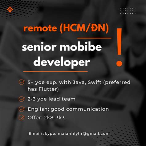 Ly Mai On Linkedin Flutter Senior Danang Hochiminh Mobilejobs Mobilejobs Flutterjobs