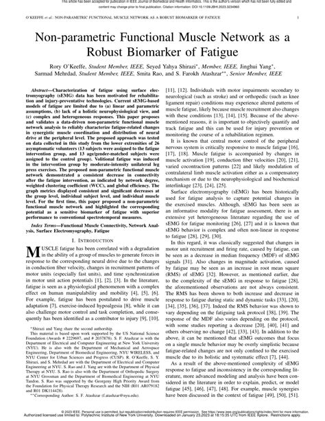 Pdf Non Parametric Functional Muscle Network As A Robust Biomarker Of Fatigue