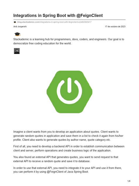 Integrations In Spring Boot With Feignclient Pdf Information