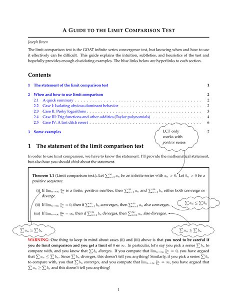 A Guide To The Limit Comparison Test Docslib