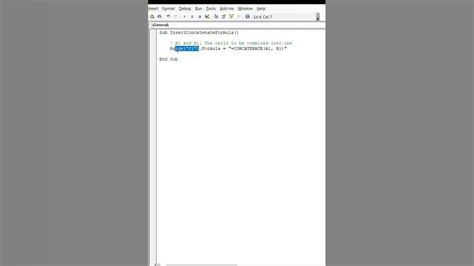 How To Insert A Concatenate Formula Using Vba Shorts Youtube