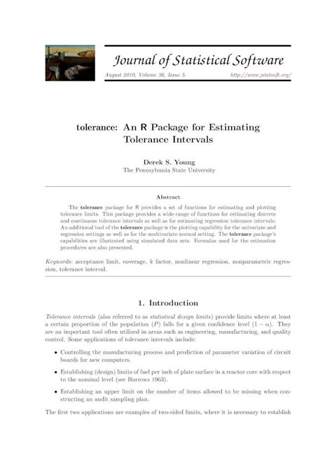 Pdf Tolerance An R Package For Estimating Tolerance