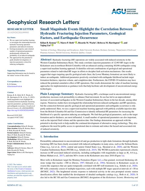 Pdf Small Magnitude Events Highlight The Correlation Between Hydraulic Fracturing Injection