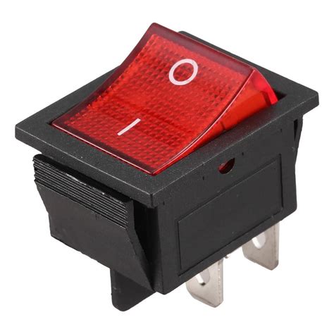 Red Light Illuminated 4 Pin Dpst On Off Snap In Rocker Switch 16a 20a