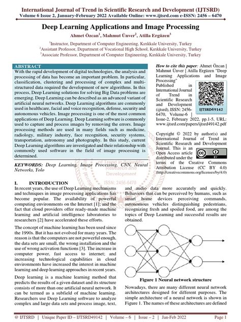 Deep Learning Applications And Image Processing Pdf Deep Learning