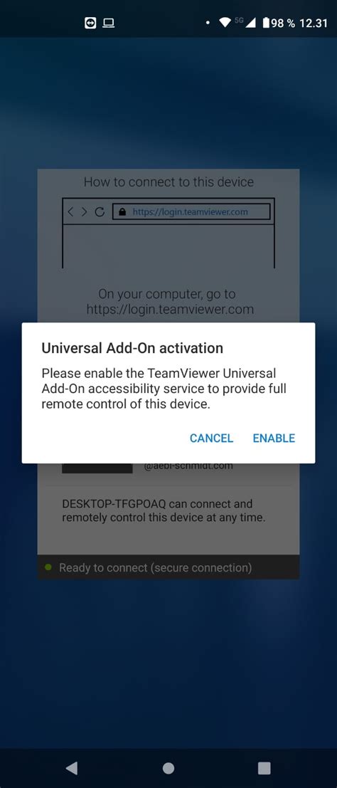 enabling universal add on permanently teamviewer support