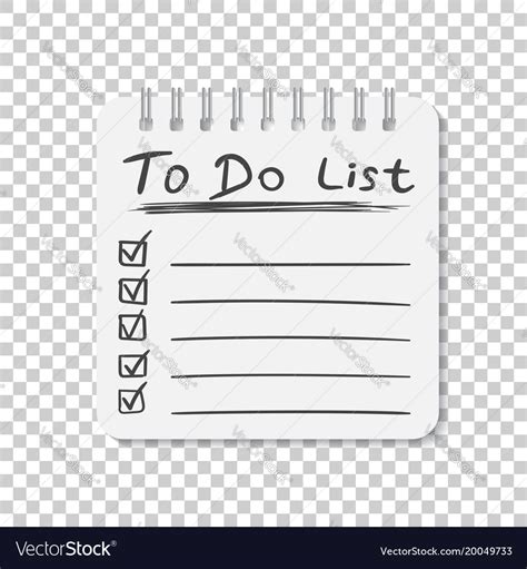 Realistic Notepad With Spiral To Do List Icon Vector Image