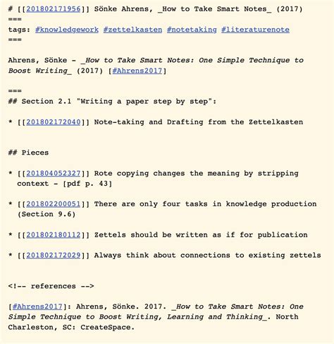 How To Take Smart Notes Structure Note — Zettelkasten Forum