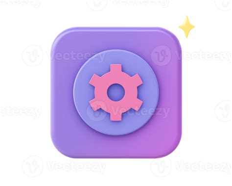 3d Render Of Purple Gear Configuration Setting Icon For Ui Ux Web Mobile Apps Social Media Ads