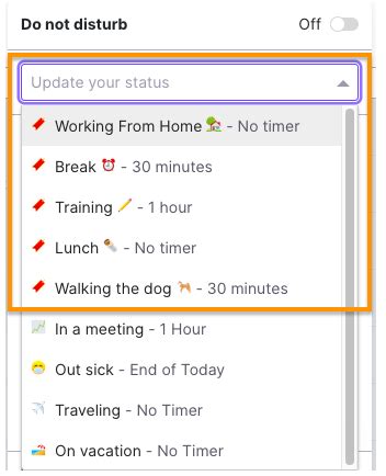 Set A Custom Status Dialpad