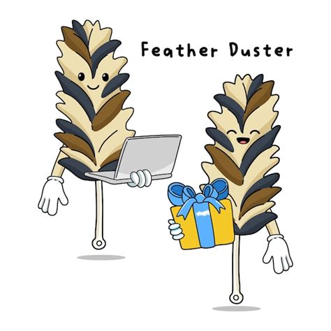 Premium Vector Set Of Cute Feather Duster Cartoon Mascot Characters