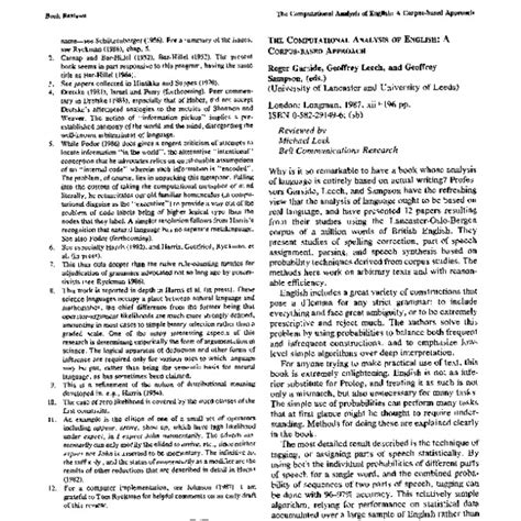 Book Reviews The Computational Analysis Of English A Corpus Based Approach Acl Anthology